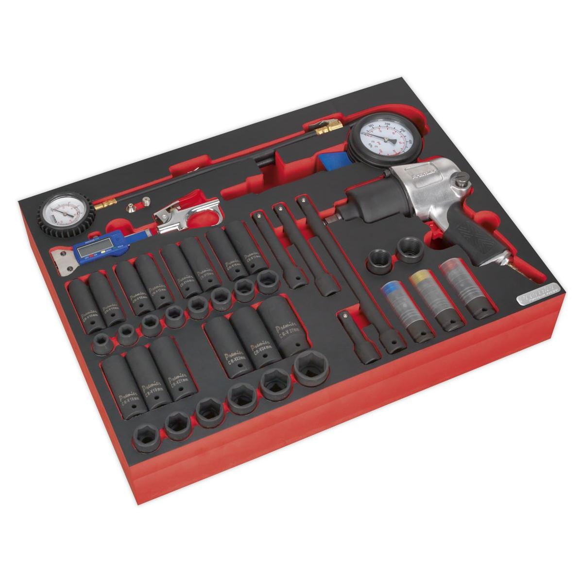Sealey Tool Tray With Impact Wrench, Sockets & Tyre Tool — Town Tools