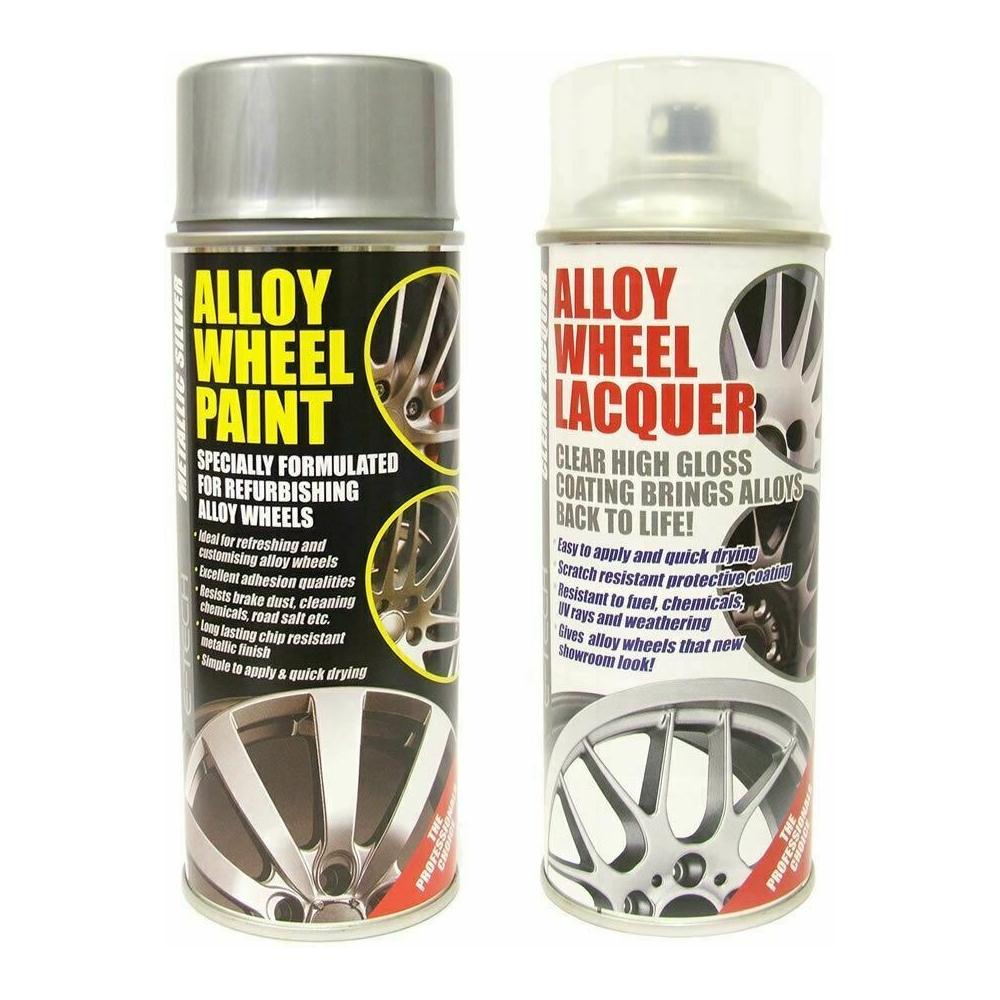 E-Tech Professional Alloy Wheel Silver Paint + Lacquer 400ml Aerosol C ...